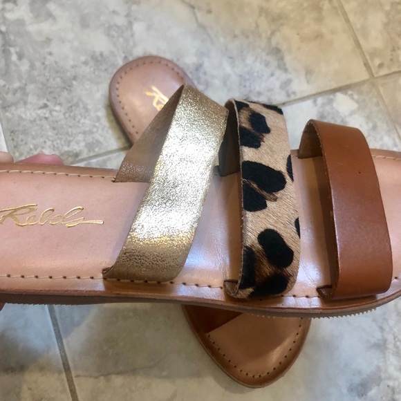 rebels | Shoes | Rebel Animal Printmetallic Slide Sandals | Poshmark